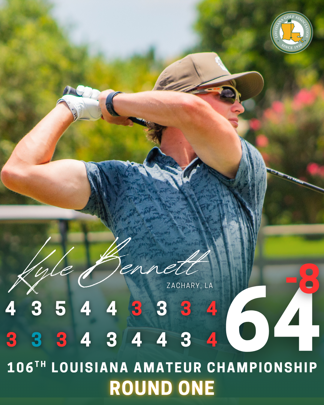 Kyle Bennett Fires 64 to Take Early Lead at 106th Louisiana Amateur Championship